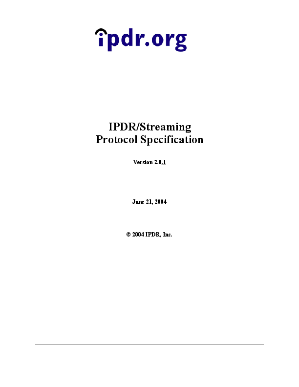 (DOC) IPDR/Streaming Protocol Specification