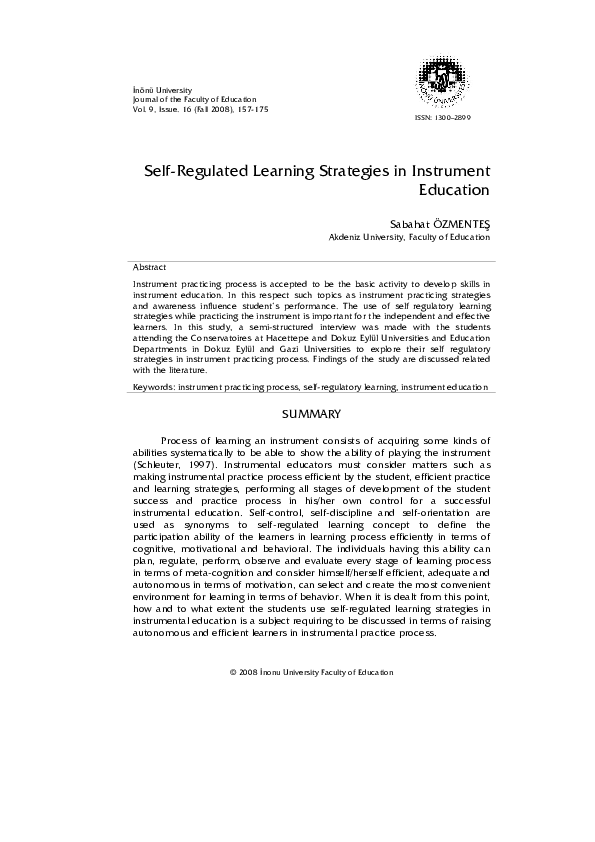 (PDF) Self-Regulated Learning Strategies in Instrument Education