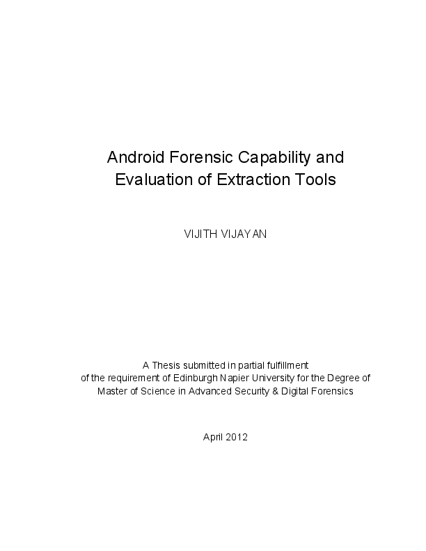 (PDF) Android Forensic Capability and Evaluation of Extraction Tools