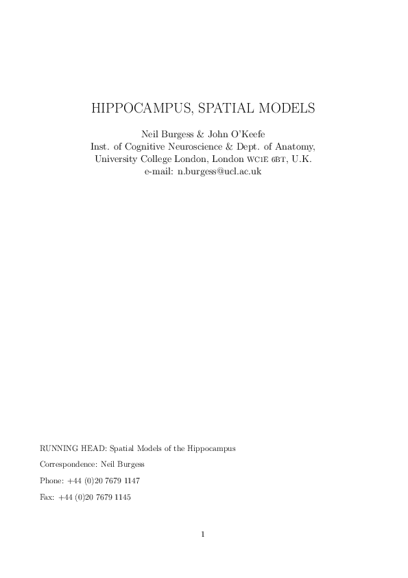 (PDF) Hippocampus: spatial models