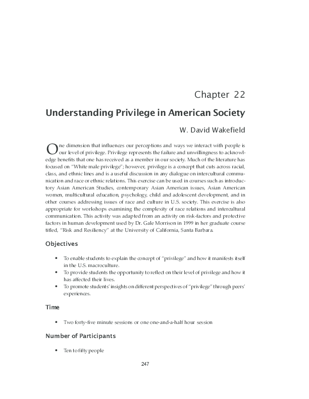 (PDF) Understanding Privilege in American Society