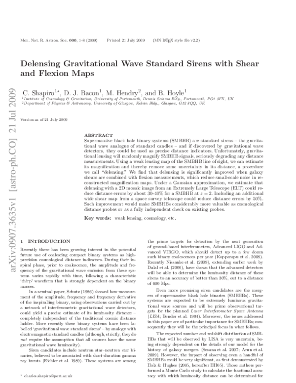 (PDF) Delensing Gravitational Wave Standard Sirens With Shear and ...