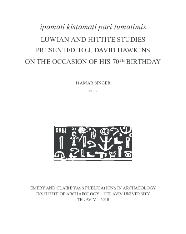 (PDF) ‘Writing’ in Hieroglyphic Luwian