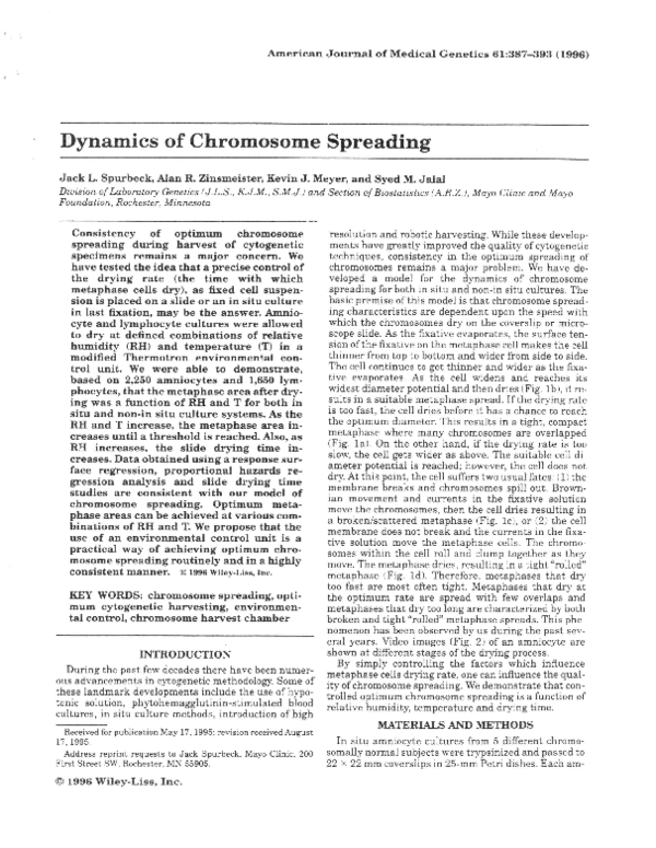 (PDF) Dynamics of chromosome spreading