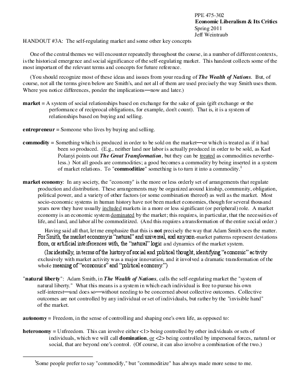 (PDF) The self-regulating market & some other key concepts