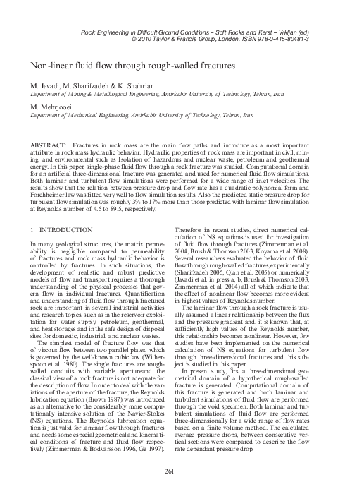 (PDF) Non-linear fluid flow through rough-walled fractures