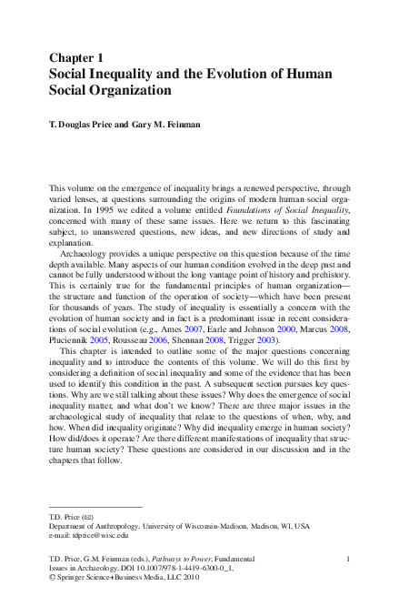 (PDF) Social Inequality and the Evolution of Social Organization (T ...