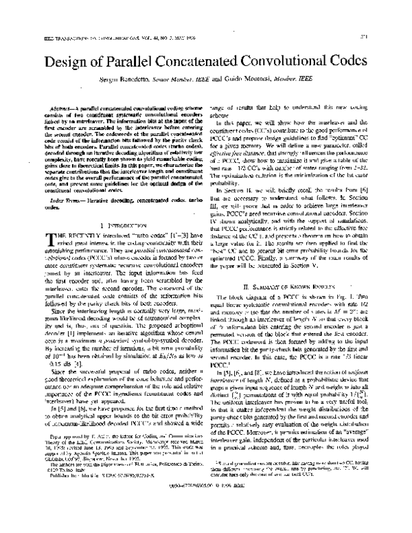 (PDF) Design of Parallel Concatenated Convolutional Codes