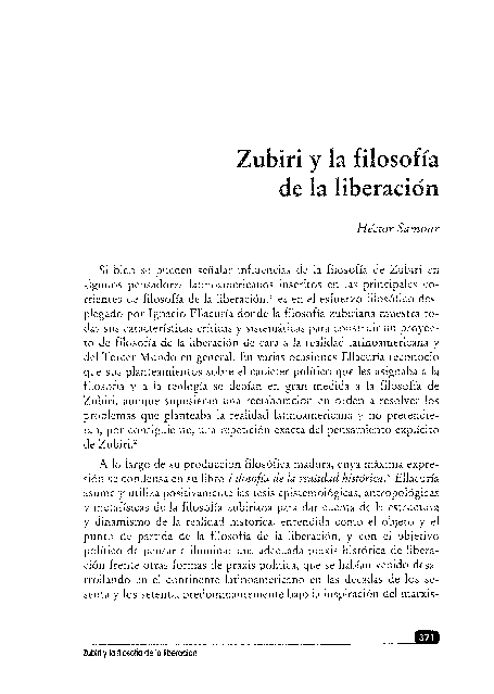 (PDF) Zubiri y la filosofía de la liberación