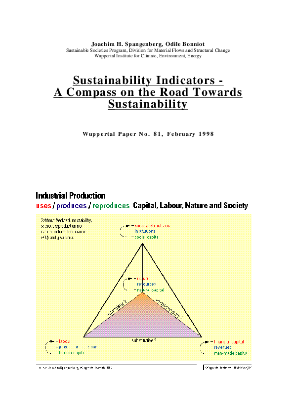 (PDF) Sustainability indicators-a compass on the road towards ...