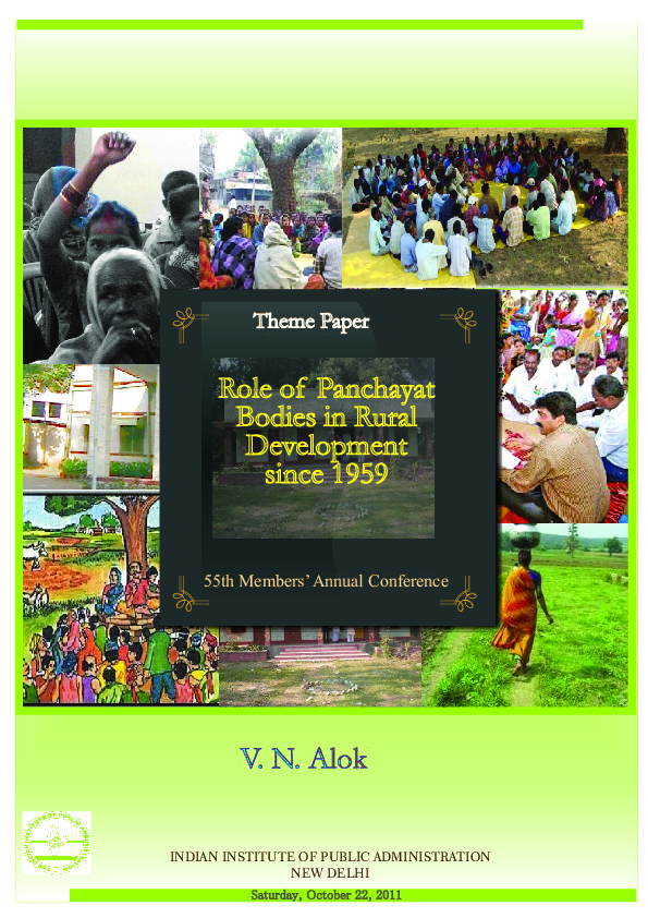 (PDF) Role of Panchayat Bodies in Rural Development since 1959