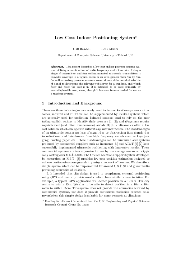(PDF) Low Cost Indoor Positioning System