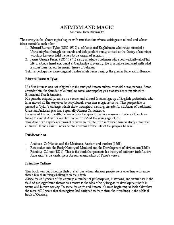 (DOC) Animism and Magic