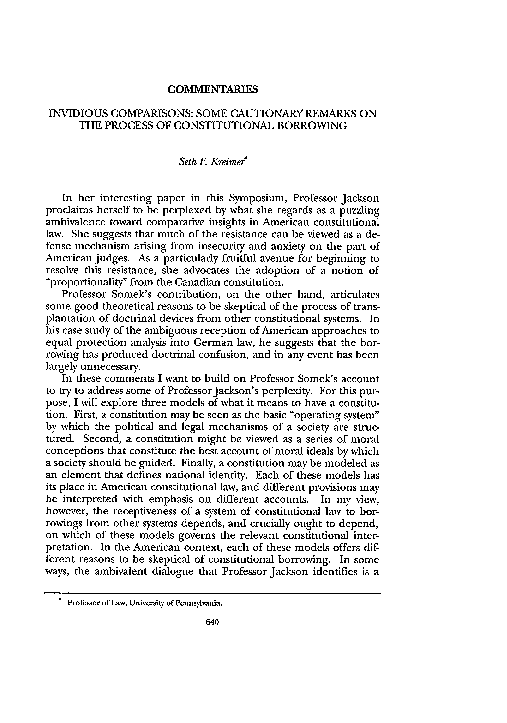 (PDF) Invidious Comparisons: Some Cautionary Remarks on the Process of ...
