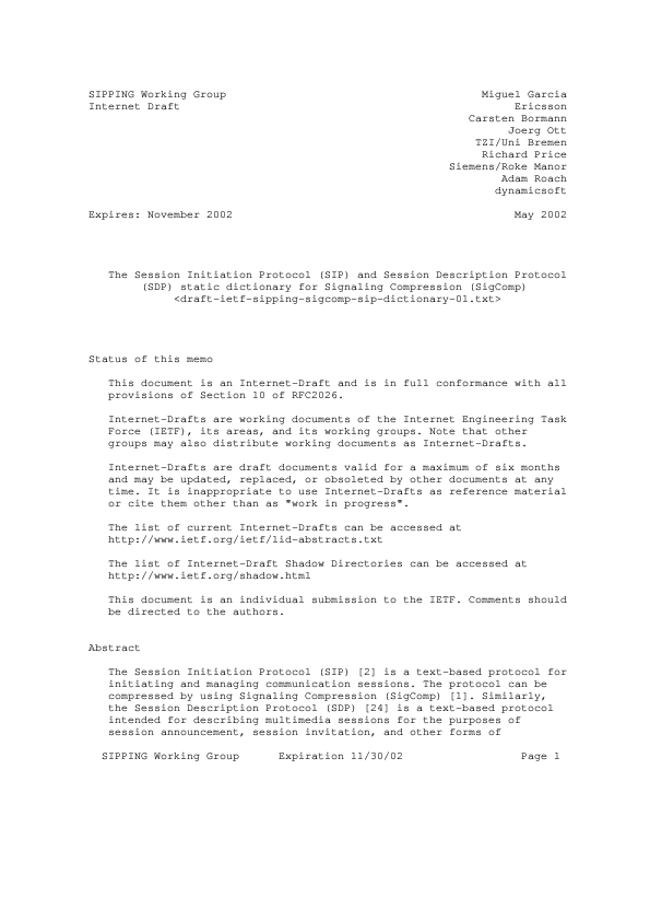 Pdf The Session Initiation Protocol Sip And Session Description
