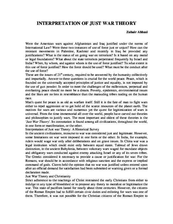 (PDF) INTERPRETATION OF JUST WAR THEORY