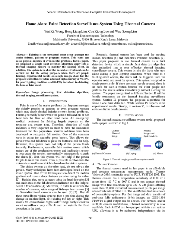 (PDF) Home Alone Faint Detection Surveillance System Using Thermal Camera
