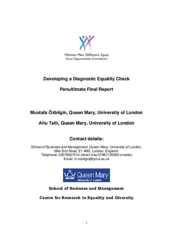 (PDF) Developing a Diagnostic Check for Equality