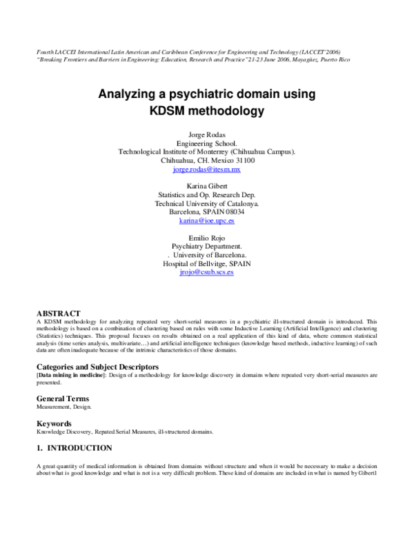 (PDF) Analyzing a psychiatric domain using KDSM methodology