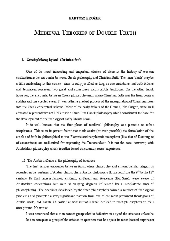 (PDF) Medieval Theories of Double Truth
