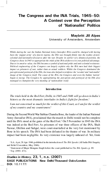 (PDF) The Congress and the INA Trials, 1945 50