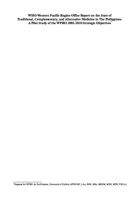 (PDF) Technical Report for the Western Pacific Region of the World ...