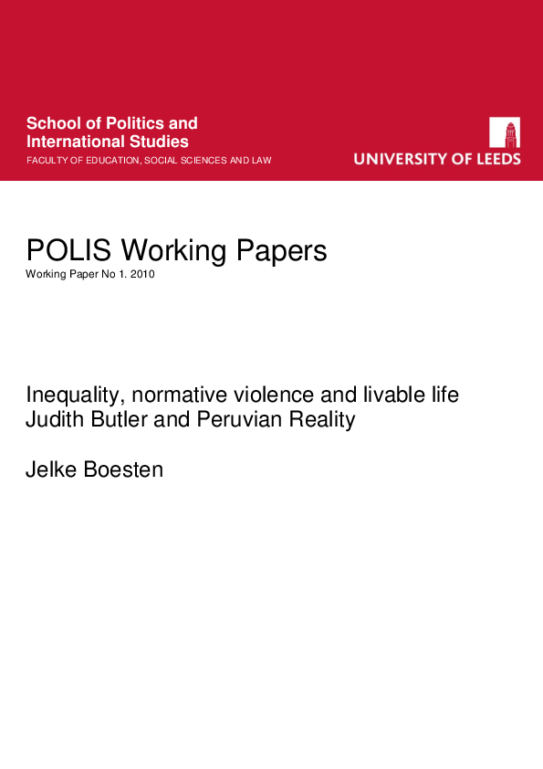 (PDF) Inequality, normative violence and livable life Judith Butler and ...