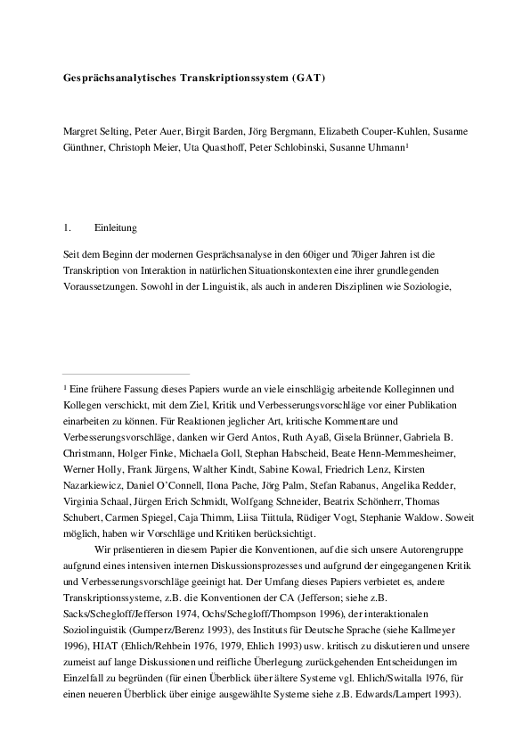 (PDF) (1998) Gesprachsanalytisches Transkriptionssystem (GAT) (mit ...