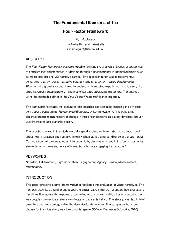 (PDF) The Fundamental Elements of the Four-Factor Framework