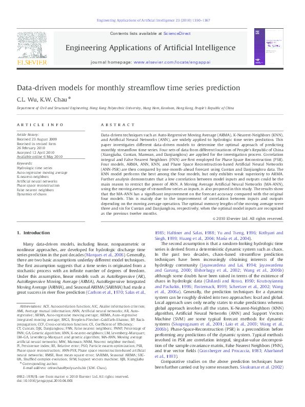 (PDF) Data-driven models for Monthly Streamflow Time Series Prediction