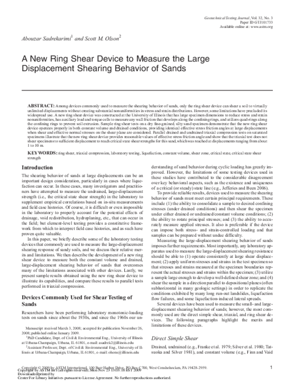 (PDF) A New Ring Shear Device to Measure the Large Displacement ...
