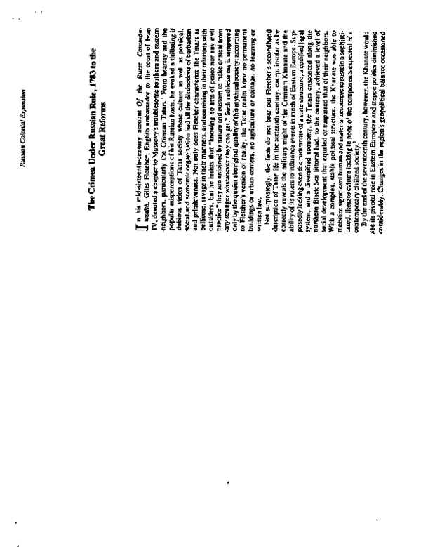 (PDF) The Crimea under Russian Rule, 1783 to the Great Reforms