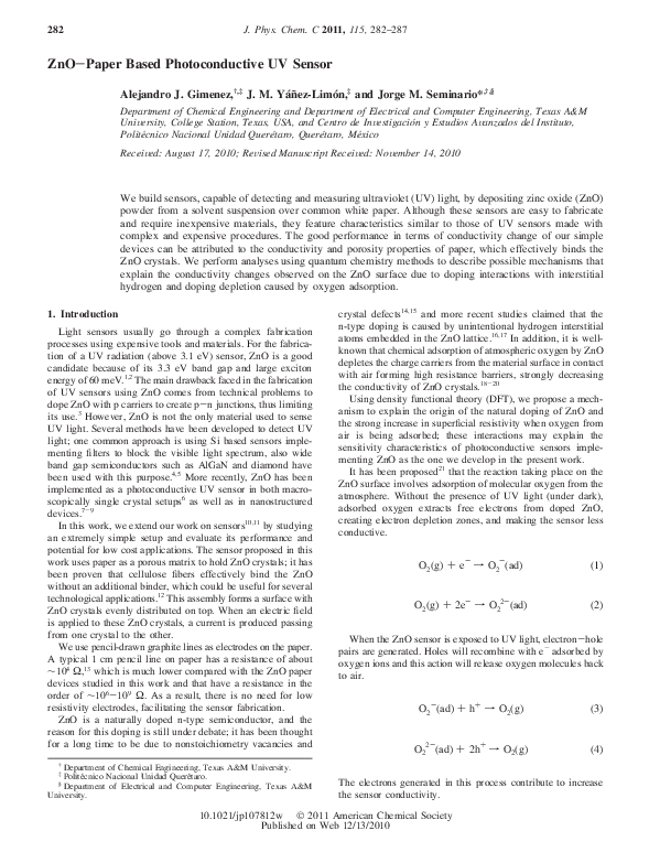 (PDF) ZnO− Paper Based Photoconductive UV Sensor