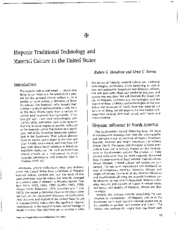 (PDF) Hispanic Traditional Technology and Material Culture in the ...