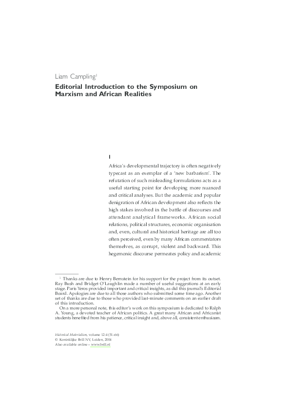 (PDF) Campling 2004 Editorial Introduction to the Symposium on Marxism ...