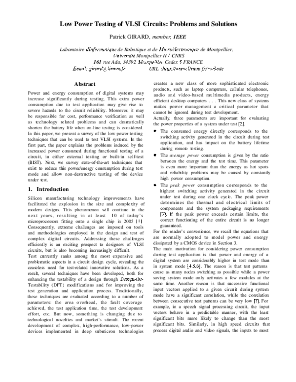 Pdf Low Power Testing Of Vlsi