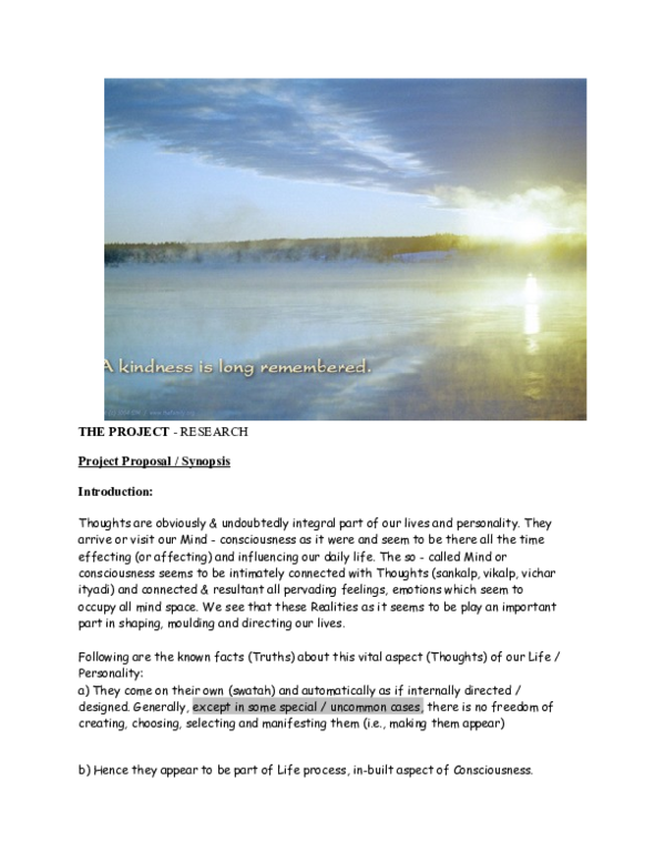 (DOC) Project Proposal for research on MIND