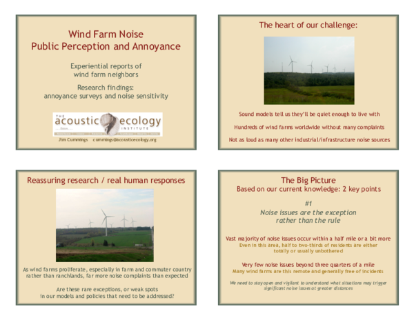 (PDF) Wind Farm Noise Public Perception and Annoyance