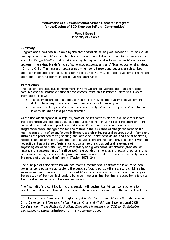 (PDF) Basic Education for Children with Special Needs in Zambia ...