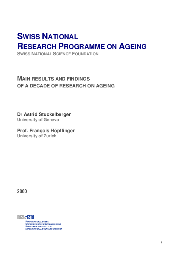 (PDF) Swiss National Research Programme: Main Results and Findings