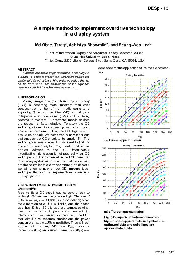 (PDF) A simple method to implement overdrive technology in a display system