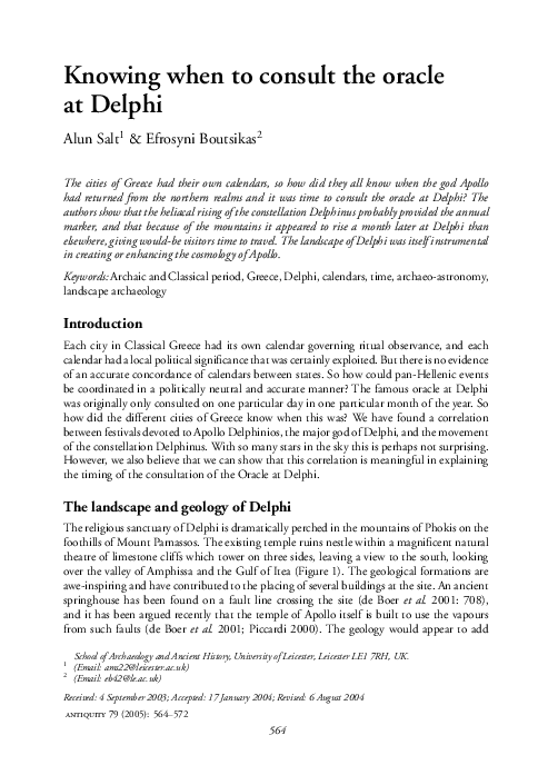 (PDF) Knowing When to Consult the Oracle at Delphi