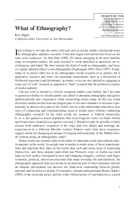 (PDF) What of Ethnography?