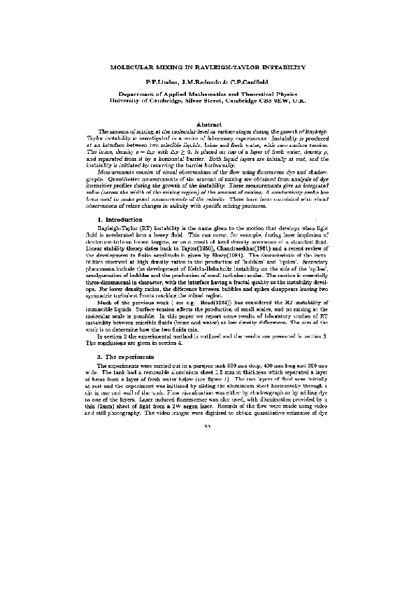 (PDF) Mixing in RT instability