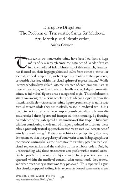 (PDF) Disruptive Disguises: The Problem of Transvestite Saints for ...