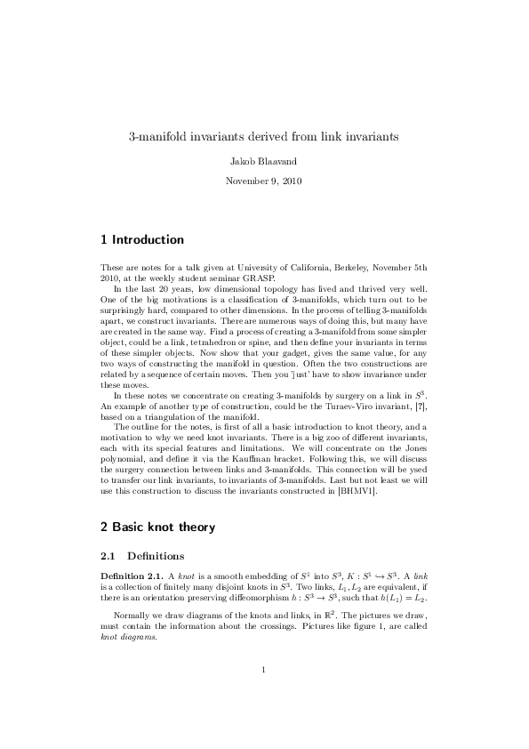 (PDF) Invariants of 3-manifolds from link invariants