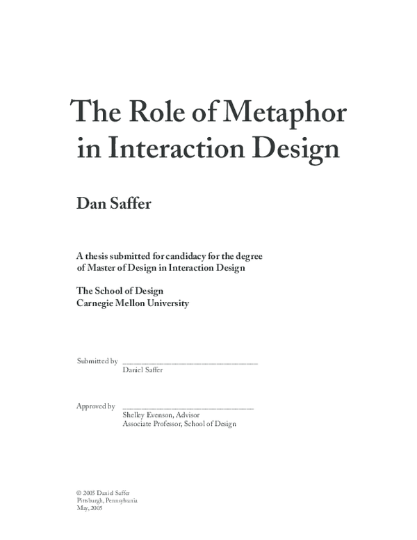 (PDF) The Role of Metaphor In Interaction Design