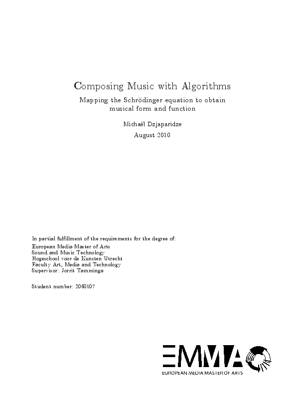 (PDF) Composing Music with Algorithms: Mapping the Schrödinger equation ...