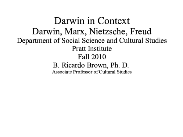 (PDF) [Syllabus] Darwin, Marx, Nietzsche, Freud: Sciences of Life & Society