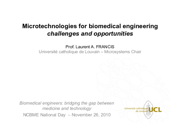 (PDF) Microtechnologies for biomedical engineering: challenges and ...
